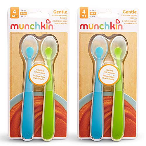 Munchkin® Gentle™ Silicone Spoons, 4 Pack, Blue/Green