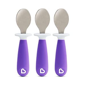 munchkin raise toddler spoon set, purple 3 piece set