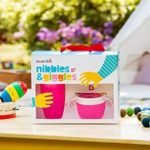 Munchkin® Nibbles & Giggles Toddler Gift Set, Includes 10oz Miracle 360 Cup and Snack Catcher, Pink