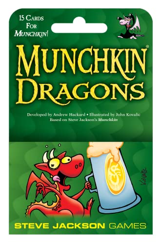 Steve Jackson Games Munchkin Dragons Card Game (Mini-Expansion) | 15 Cards | Adult, Kids, & Family Game | Fantasy Adventure Roleplaying Game | Ages 10+ | 3-6 Players | Avg Play Time 120 Min | from