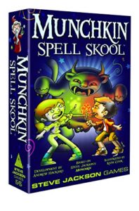 steve jackson games munchkin spell skool card game | family card game | adult, kids, & family game | fantasy adventure card game | roleplaying game | ages 10+ | 3-4 players | avg play time 60 min