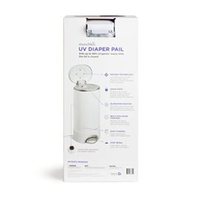 Munchkin® UV Diaper Pail #1 in Odor Control, LED UV Lights Kills 99% of Germs and Odor Causing Bacteria on Lid Surface, Includes 1 UV Refill Ring and 1 UV Snap, Seal & Toss Bag