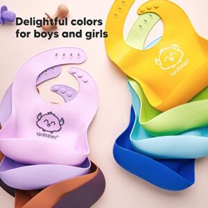 2-Pack Baby Silicone Bibs, Waterproof, Easy Wipe Silicone Bib for Babies, Toddlers, Baby Feeding Bibs with Large Food Catcher Pocket, Travel Bibs for Baby Girl, Boy, Food Grade BPA Free (Cloud Nine)