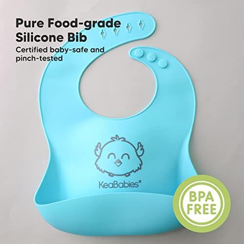 2-Pack Baby Silicone Bibs, Waterproof, Easy Wipe Silicone Bib for Babies, Toddlers, Baby Feeding Bibs with Large Food Catcher Pocket, Travel Bibs for Baby Girl, Boy, Food Grade BPA Free (Cloud Nine)