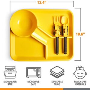 Dinneractive Dining Set for Kids - 3 Piece Construction Themed Toddler Utensils & Toddler Plates - Toddler Forks and Spoons - Kid Plate set