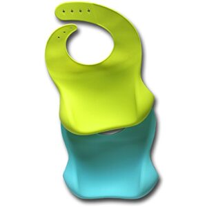 Silicone Baby Bibs Easily Wipe Clean - Comfortable Soft Waterproof Bib Keeps Stains Off, Set of 2 Colors (Turquoise/Lime Green)