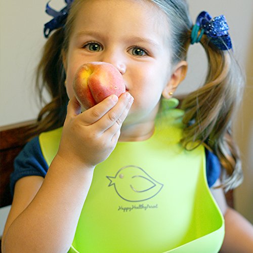 Silicone Baby Bibs Easily Wipe Clean - Comfortable Soft Waterproof Bib Keeps Stains Off, Set of 2 Colors (Turquoise/Lime Green)