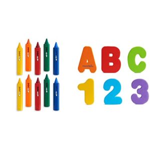 munchkin® play and learn toddler bath toys set – includes foam alphabet letters, numbers and bath crayons