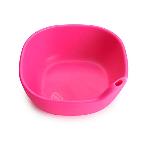 Munchkin Last Drop Silicone Toddler Bowl with Built-In Straw, Pink