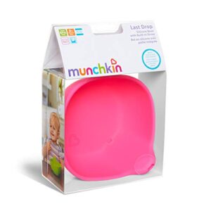 Munchkin Last Drop Silicone Toddler Bowl with Built-In Straw, Pink