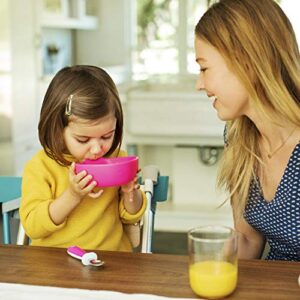 Munchkin Last Drop Silicone Toddler Bowl with Built-In Straw, Pink