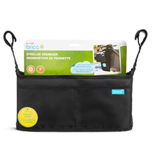 Munchkin® Brica® Stroller Organizer Bag - Universal Fit with Cup Holders, Wipes Case and Adjustable Non-Slip Velcro Straps, Black