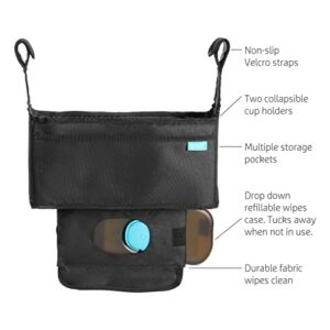 Munchkin® Brica® Stroller Organizer Bag - Universal Fit with Cup Holders, Wipes Case and Adjustable Non-Slip Velcro Straps, Black