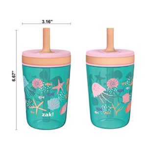 Zak Designs Kelso 15 oz Tumbler Set, (Shells) Non-BPA Leak-Proof Screw-On Lid with Straw Made of Durable Plastic and Silicone, Perfect Baby Cup Bundle for Kids (2pc Set)