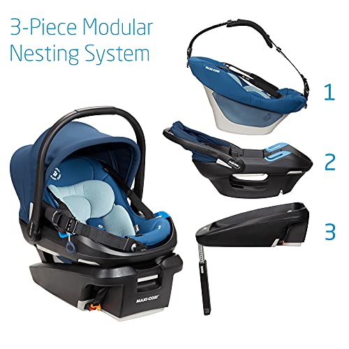 Maxi-Cosi Coral XP Infant Car Seat, Revolutionary 3-Piece Modular Nesting System for a More Comfortable, Intimate & Lightweight Carry, Essential Blue – PureCosi