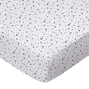 sheetworld fitted pack n play playard sheet compatible with maxi cosi swift play yard 31 x 39 inches, 100% cotton jersey, hypoallergenic, butter soft, gray stars, made in usa