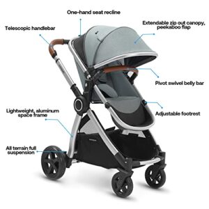 Mompush Ultimate2 Baby Stroller with Removable Bassinet - Full-Size Baby Strollers for Comfortable Outings with Baby - Toddler Stroller with Reversible Stroller Seat - Smooth Glide Bassinet Stroller