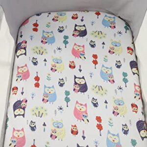 Stretchy Bassinet Sheets 32 x 19 Inch, Compatible with Baby Delight, Mika Micky, Dream On Me, ANGELBLISS, Papablic, Koola, AMKE, Maxi-COSI Baby Bedside Bassinet Mattress, 2 Pack, Owl and Rabbit