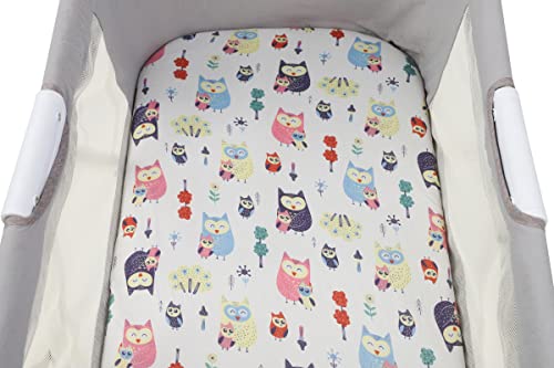 Stretchy Bassinet Sheets 32 x 19 Inch, Compatible with Baby Delight, Mika Micky, Dream On Me, ANGELBLISS, Papablic, Koola, AMKE, Maxi-COSI Baby Bedside Bassinet Mattress, 2 Pack, Owl and Rabbit