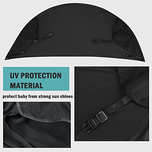 Universal Stroller Sun Cover UV Protection Baby Stroller Sun Shade Buggy Pram Sun Rain Shade Blackout Blind Canopy Cover Pushchair Sunblock Cover for Travel Park Zoo, black