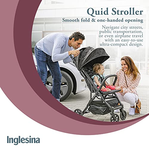 Inglesina Quid Baby Stroller - Lightweight at 13 lbs, Travel-Friendly, Ultra-Compact & Folding - Fits in Airplane Cabin & Overhead - for Toddlers from 3 Months to 50 lbs - Large Canopy, Onyx Black