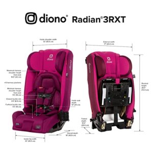 Diono Radian 3RXT, 4-in-1 Convertible Car Seat, Rear and Forward Facing, Steel Core, 10 Years 1 Car Seat, Ultimate Safety and Protection, Slim Fit 3 Across, Purple Plum