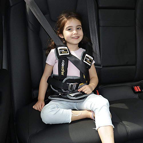 Ride Safer Travel Vest with Zipped Backpack-Wearable, Lightweight, Compact, and Portable Car Seat. Perfect for Everyday use or Rideshare, Travel, and Taxi/Uber/Lyft/Rental Car. (Small/Black)