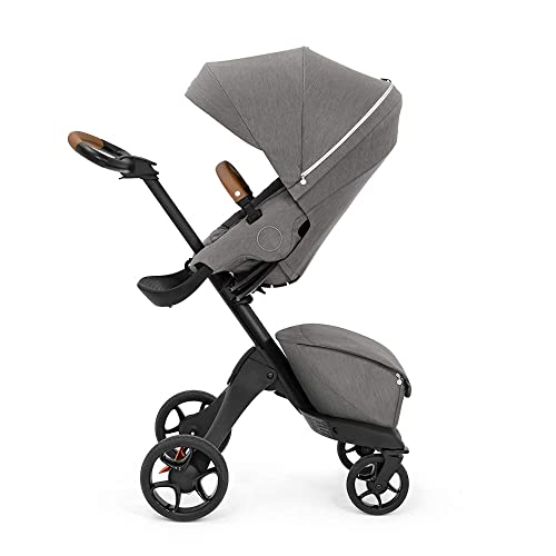 Stokke Xplory X, Modern Grey - Luxury Stroller - Adjustable for Both Baby & Parents’ Comfort - Padding, Harness & Reflective Zipper for Added Safety - Folds in One Step