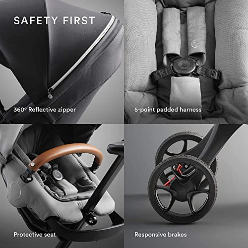 Stokke Xplory X, Modern Grey - Luxury Stroller - Adjustable for Both Baby & Parents’ Comfort - Padding, Harness & Reflective Zipper for Added Safety - Folds in One Step