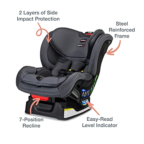 Britax Boulevard ClickTight Convertible Car Seat, Cool N Dry Charcoal - Cooling & Moisture Wicking Fabric