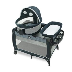 graco pack ‘n play travel dome lx playard | includes portable bassinet, full-size infant bassinet, and diaper changer, leyton