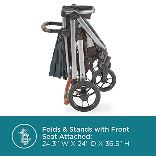 Contours Legacy Convertible Stroller, Single-to-Double Design, Reversible Seats, UPF 50 Sun Canopy, Height Adjustable Handle, 5-Point Safety Harness, Plenty of Storage - Washed Teal