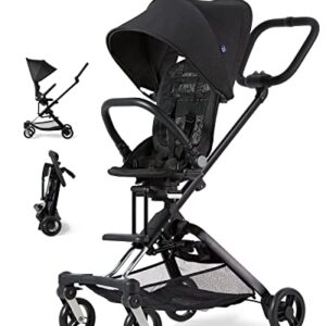 Unilove On The Go 2-in-1 Lightweight and Frame Stroller with Reversible Toddler Seat, Bubble Black