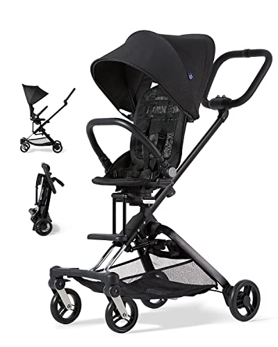 Unilove On The Go 2-in-1 Lightweight and Frame Stroller with Reversible Toddler Seat, Bubble Black