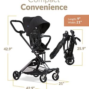 Unilove On The Go 2-in-1 Lightweight and Frame Stroller with Reversible Toddler Seat, Bubble Black