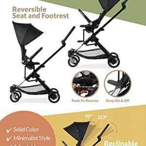 Unilove On The Go 2-in-1 Lightweight and Frame Stroller with Reversible Toddler Seat, Bubble Black