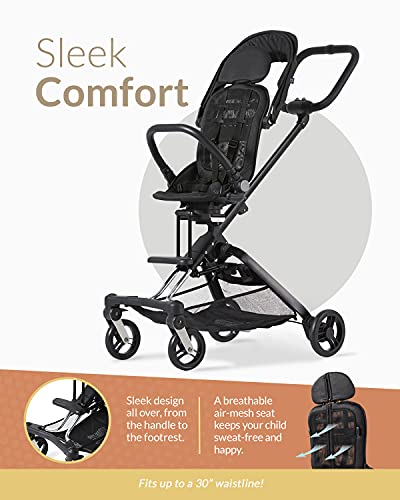 Unilove On The Go 2-in-1 Lightweight and Frame Stroller with Reversible Toddler Seat, Bubble Black