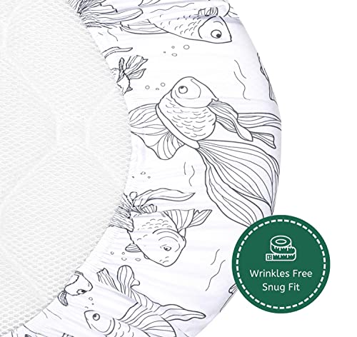 TansyPanda Bassinet Sheets for Angelbliss, Baby Delight, Maxi-COSI Lora, and Baby Joy Bedside Sleeper, 3 Pack, 33x20 Inch, Ultra Soft, Breathable and Snug Fit for Boys and Girls, Dark Gray and White