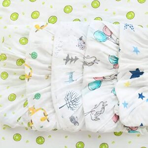 Muslin Bassinet Sheets Fit for Mika Micky, Baby Delight, Graco, Angelbliss, Maxi Cosi and Other Rectangle Bassinet Mattress (16''×32''/17"x32"/20''x33''), Ultra Soft Bamboo Cotton, Star & Kiwi, 2 Pack