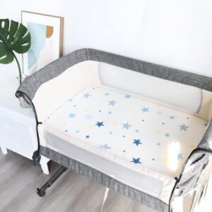 Muslin Bassinet Sheets Fit for Mika Micky, Baby Delight, Graco, Angelbliss, Maxi Cosi and Other Rectangle Bassinet Mattress (16''×32''/17"x32"/20''x33''), Ultra Soft Bamboo Cotton, Star & Kiwi, 2 Pack