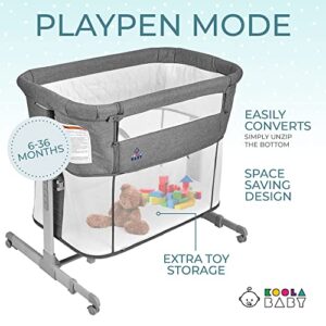 3 in 1 Baby Bassinet, Bedside Sleeper, & Playpen, Easy Folding Portable Crib (Grey)- KoolaBaby