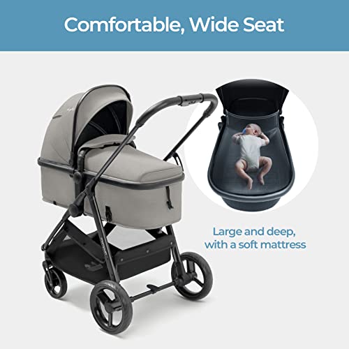 Mompush Wiz 2-in-1 Convertible Baby Stroller with Bassinet Mode - Foldable Infant Stroller to Explore More as a Family - Toddler Stroller with Reversible Stroller Seat