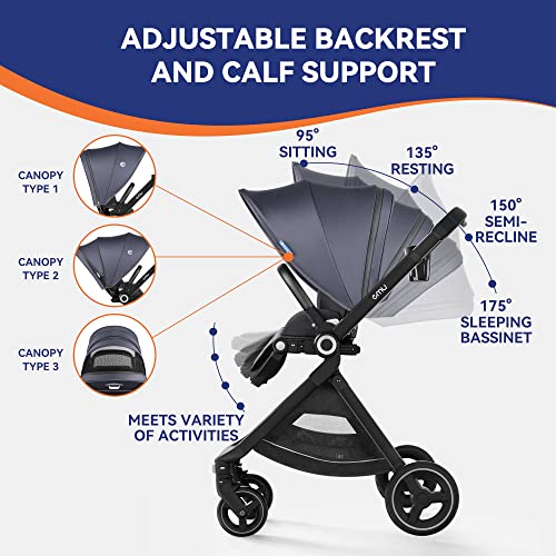 Baby Stroller, ELITTLE EMU Toddler Stroller with Reversible Seat, 0-36 Months Full-Size Stroller Convenient for Various Travel Venues or Vehicles Carrying