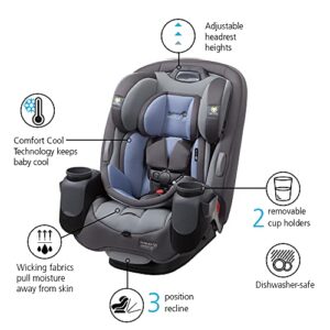 Safety 1st Grow and Go Comfort Cool All-in-One Convertible Car Seat, Rear-Facing 5-50 lbs, Forward-Facing 22-65 lbs, and Belt-Positioning Booster 40-100 lbs, Tide Pool