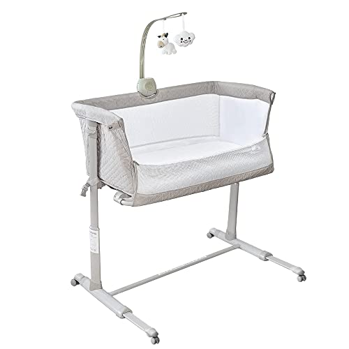 Cloud Baby Premium Bassinet Plus Hanging Doll, Music and Built-in Wheels - Best Baby Bassinets for Infant Newborn Girl Boy Unisex, Bedside Bassinet, Portable Crib, and Sleeper for Safer Co-Sleeping.