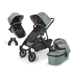 vista v2 stroller – gwen (green melange/carbon/saddle leather) + upper adapters + rumbleseat v2 – gwen (green melange/carbon/saddle leather)