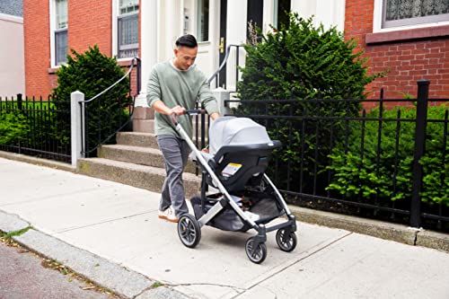 Cruz V2 Stroller - Stella (Grey Brushed mélange/Silver/Chestnut Leather) + MESA V2 Infant Car Seat - Stella (Grey Melange)