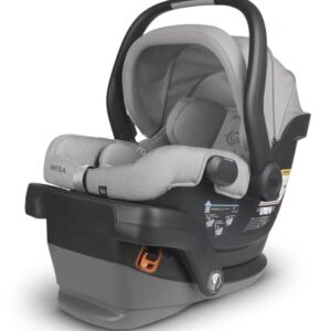 Cruz V2 Stroller - Stella (Grey Brushed mélange/Silver/Chestnut Leather) + MESA V2 Infant Car Seat - Stella (Grey Melange)