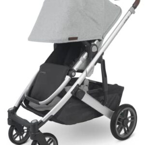 Cruz V2 Stroller - Stella (Grey Brushed mélange/Silver/Chestnut Leather) + MESA V2 Infant Car Seat - Stella (Grey Melange)