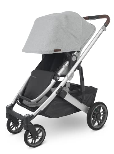 Cruz V2 Stroller - Stella (Grey Brushed mélange/Silver/Chestnut Leather) + MESA V2 Infant Car Seat - Stella (Grey Melange)